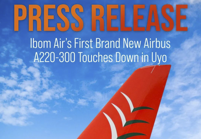 PRESS RELEASE: Ibom Air’s first brand new Airbus A220-300 touches down ...